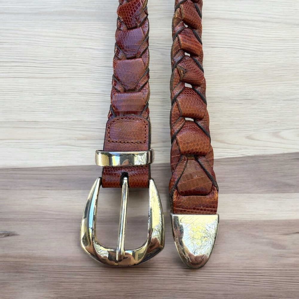 Vintage Men's Braided Spanish Leather Chain Loop Belt… - Gem